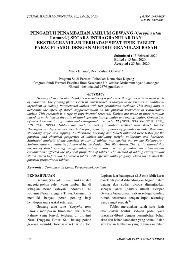 Pengaruh Penambahan Amilum Gewang (Corypha Utan Lamarck) Secara ...