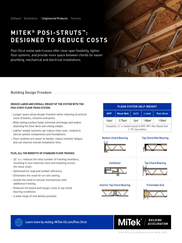 Mitek Posi-Struts: Designed To Reduce Costs | PDF | Truss | Building ...