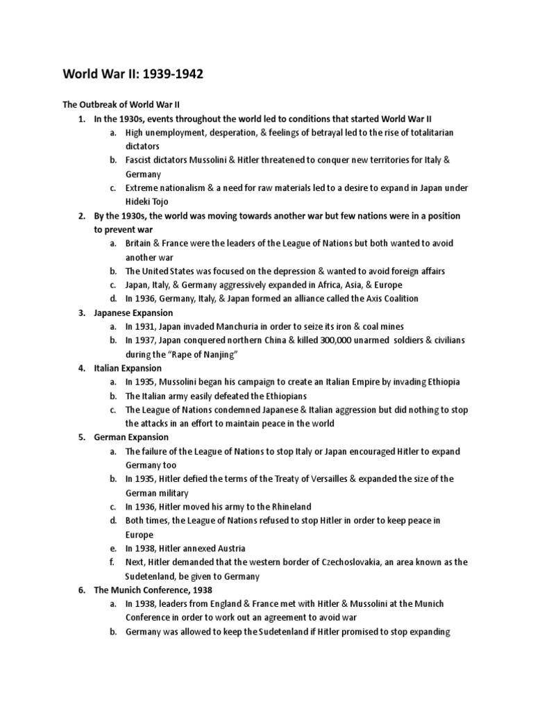 World War II, 1939-1942 Notes | PDF | World War II | Adolf Hitler