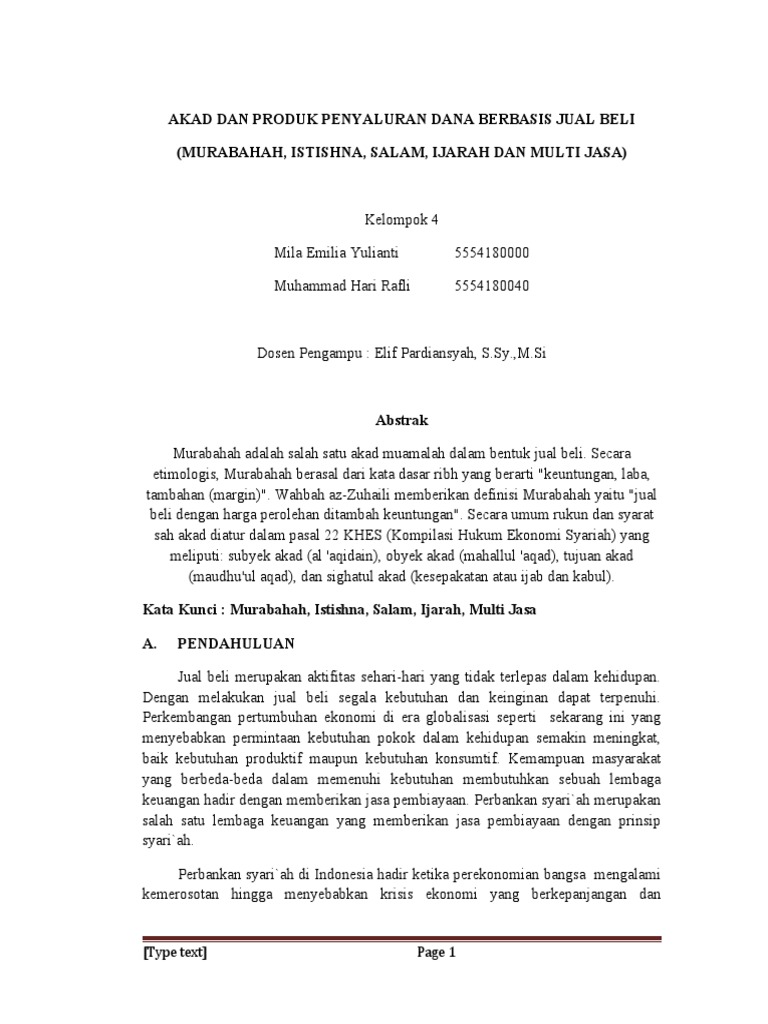 Akad Murabahah dalam Pembiayaan Syariah | PDF | Bisnis