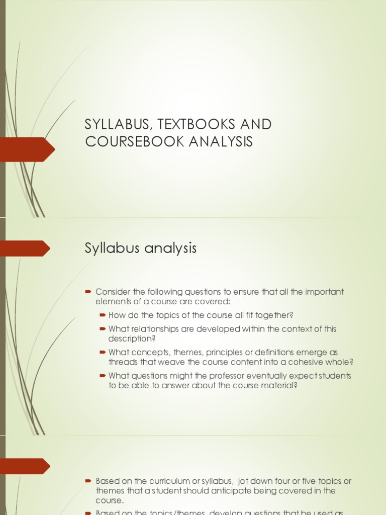 Syllabus and Textbook Evaluation Guide | PDF | Textbook | Curriculum
