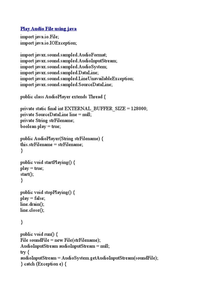 Play MP3 Files in Java Code Example | PDF