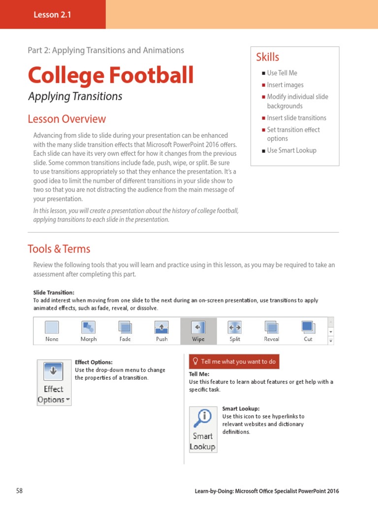 College Football: Applying Transitions | PDF | Microsoft Power Point | Icon (Computing)