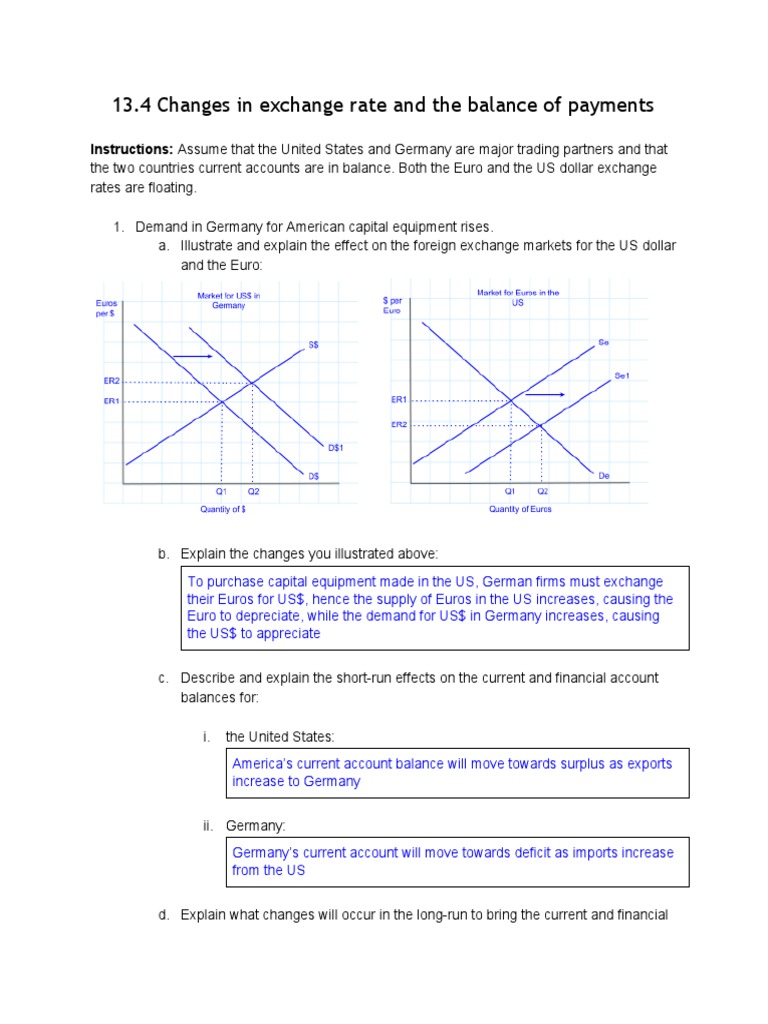 13.4 Changes in Exchange Rate and The Balance of Payments Answer Key ...