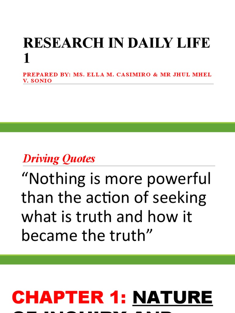 Pracres1 Chapter 1 Powerpoint 2021 | PDF | Inquiry Based Learning | Academic Discipline Interactions