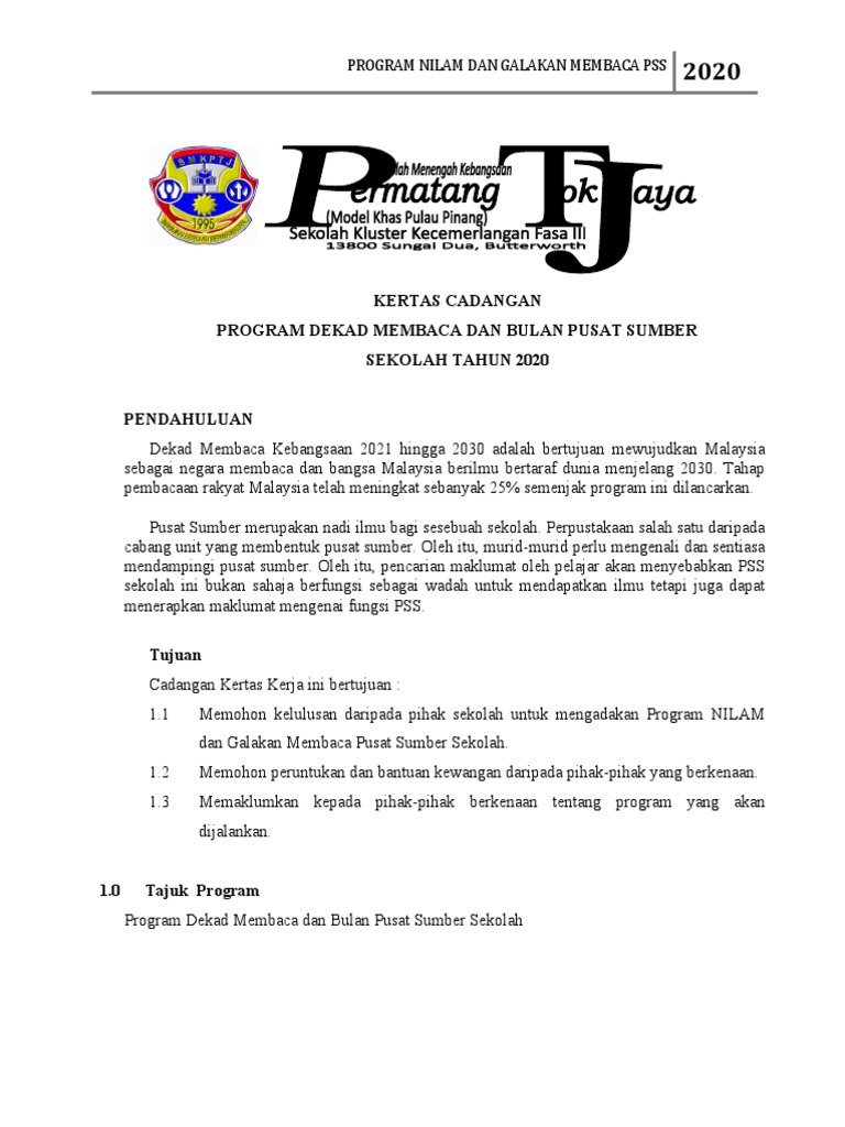 KK PROGRAM Hari Pss Dan Dekad Membaca 2020 | PDF