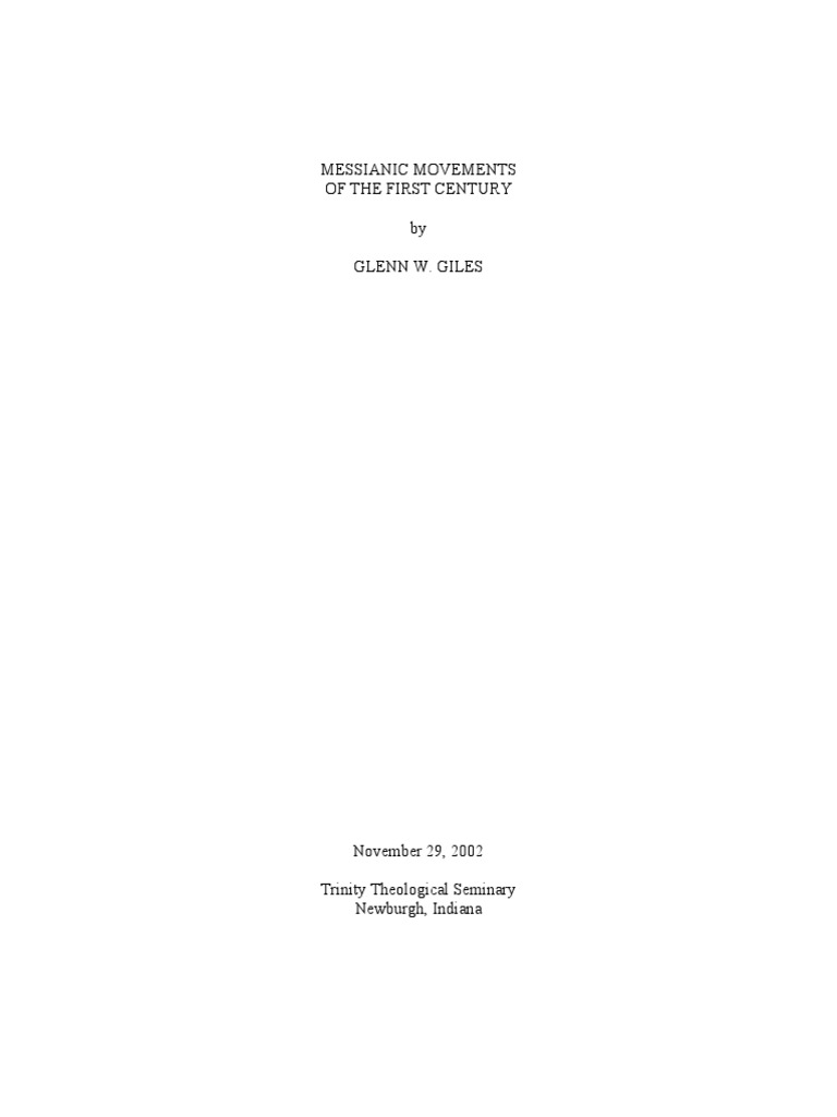 Messianic Movements 1st Cent | PDF | Gospel Of Matthew | Jesus