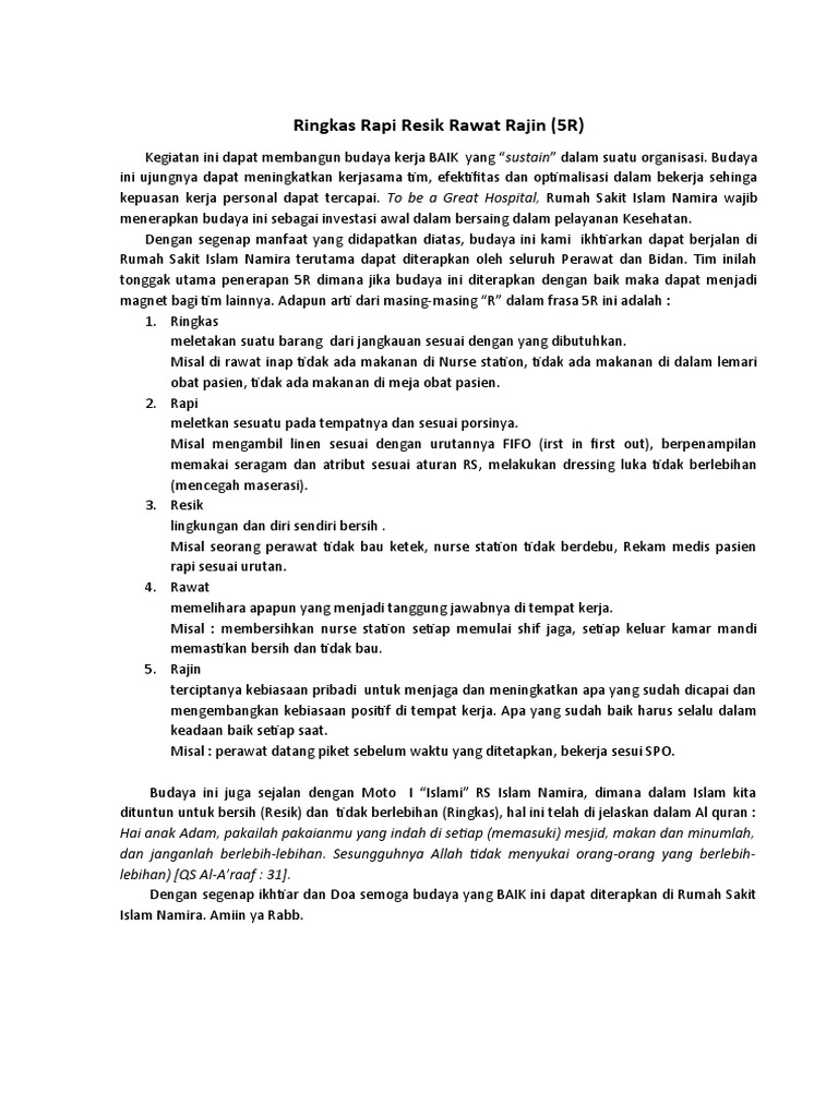 Ringkas Rapi Resik Rawat Rajin (5R) | PDF