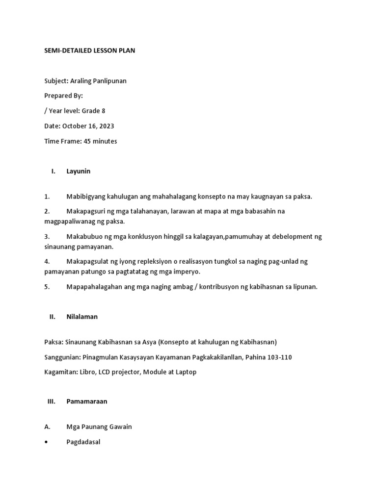 Semi D Lesson Plan C | PDF