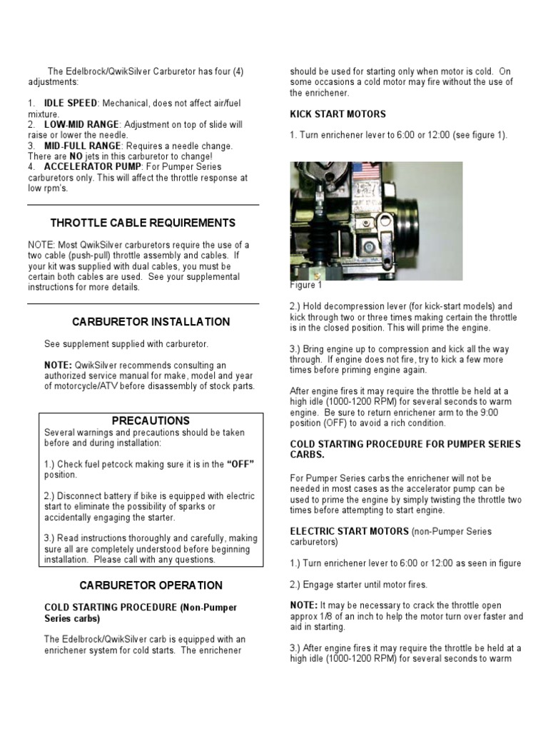 Edelbrock/QwikSilver Carburetor Guide | PDF | Carburetor | Throttle