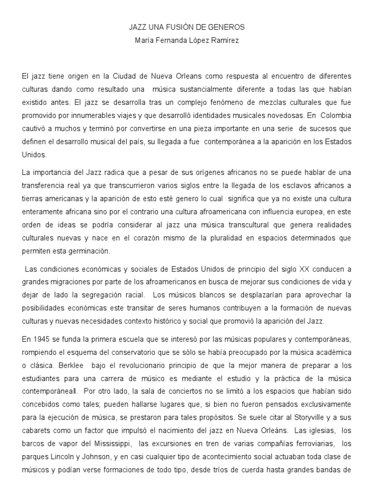 El Jazz Como Genero Musical Apareció en Colombia A Principios Del Siglo ...