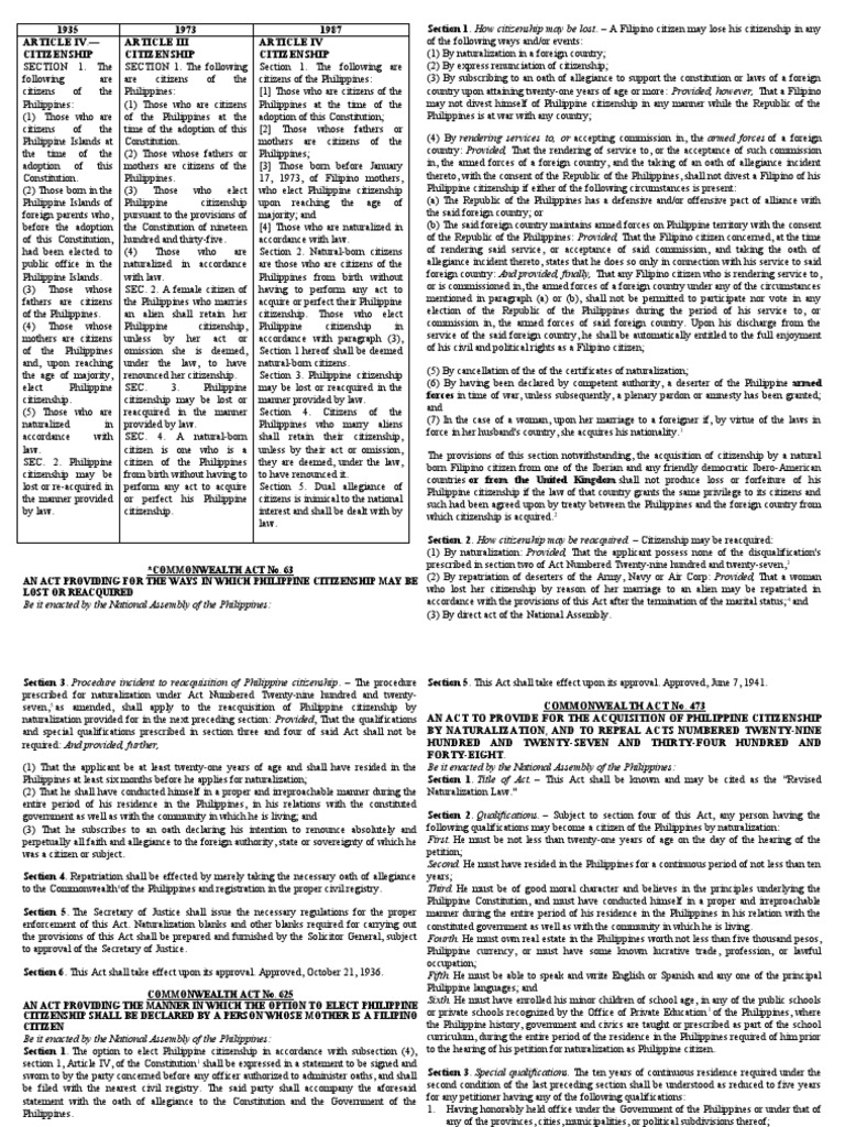 Provisions of Citzenship | Download Free PDF | Naturalization | Citizenship