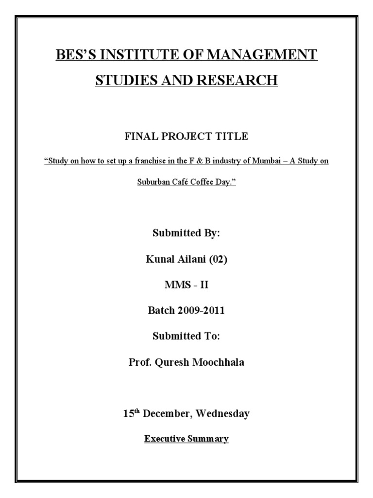 Bes'S Institute of Management Studies and Research: Final Project Title ...