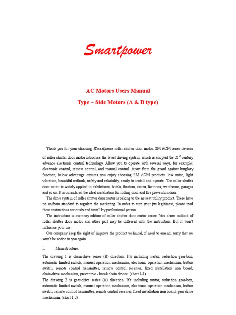 Smartpower: AC Motors Users Manual Type - Side Motors (A & B Type ...
