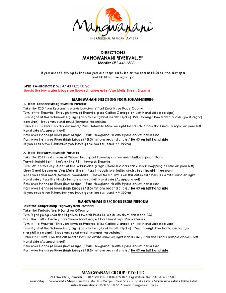 Direction Mangwanani River Valley | PDF | Transportation Engineering ...