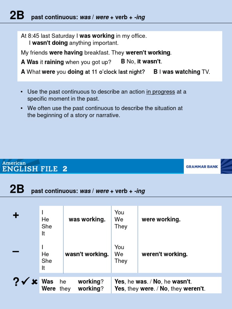 Past Continuous: Was / Were + Verb + - Ing | PDF