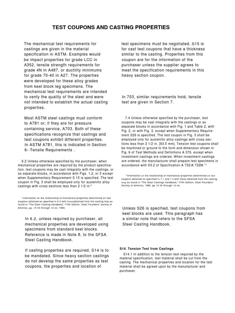 Test Coupons and Casting Properties | PDF | Heat Treating | Fracture ...