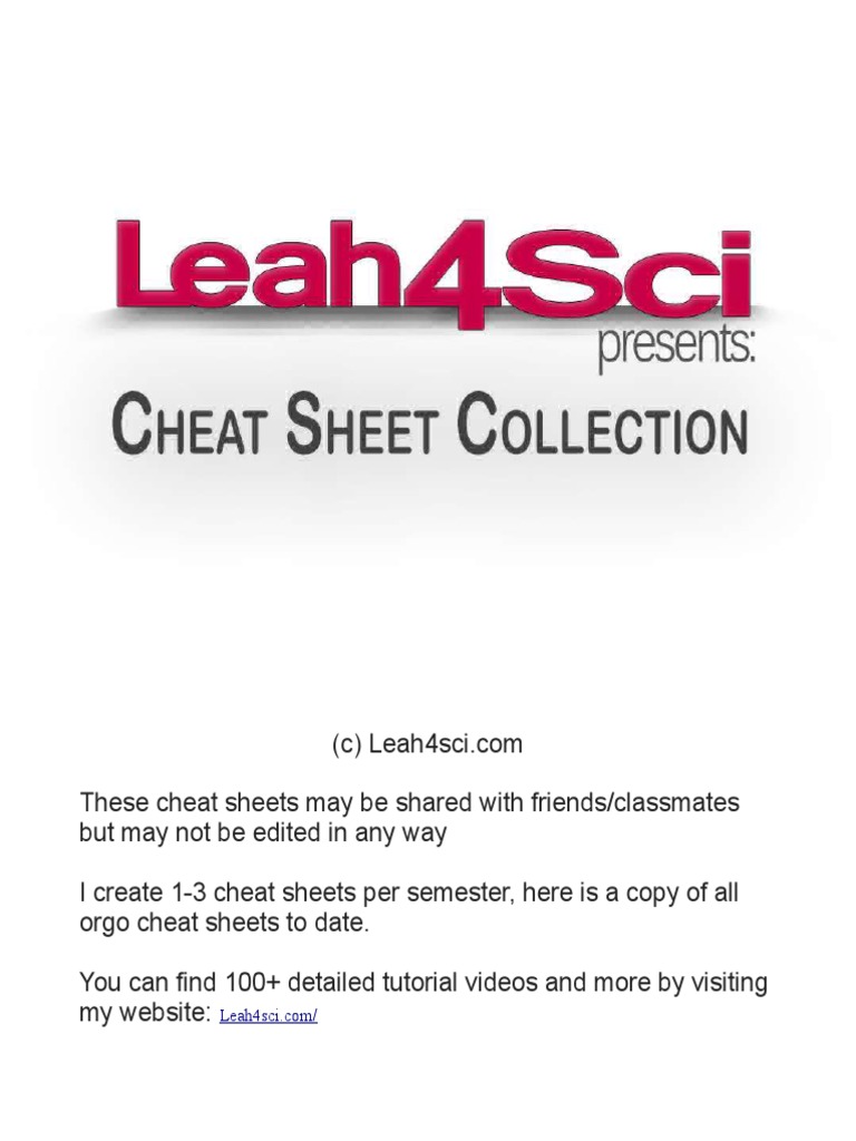 Orgo Cheat Sheets 08 2019 | PDF | Language Arts & Discipline | Wellness