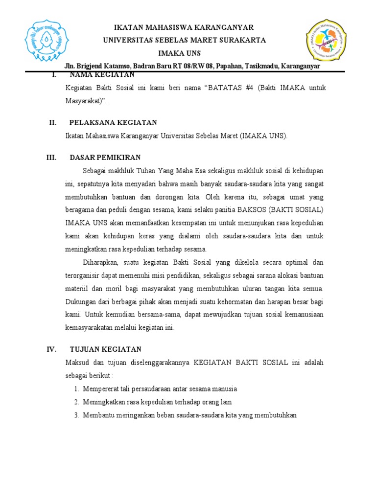 Logo Kegiatan Bakti Sosial IMAKA UNS | PDF