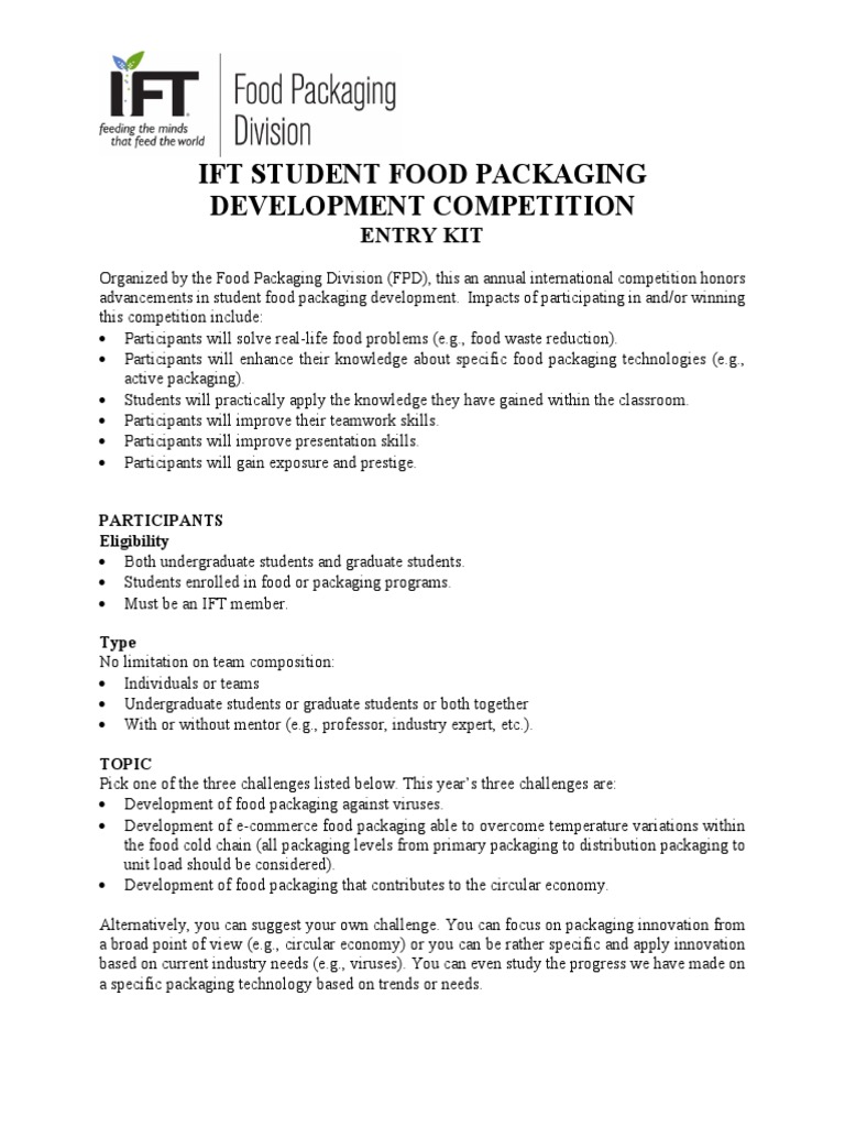2021 IFT StudFoodPKG DevComp Guidelines | PDF | Packaging And Labeling ...