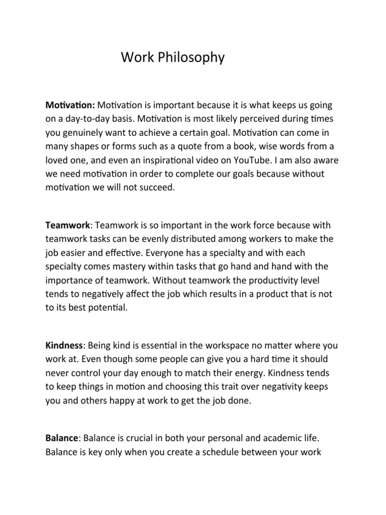 Bridgetts Work Philosophy 1 | PDF