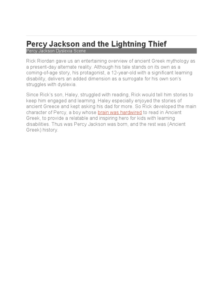 Percy Jackson and The Lightning Thief | PDF