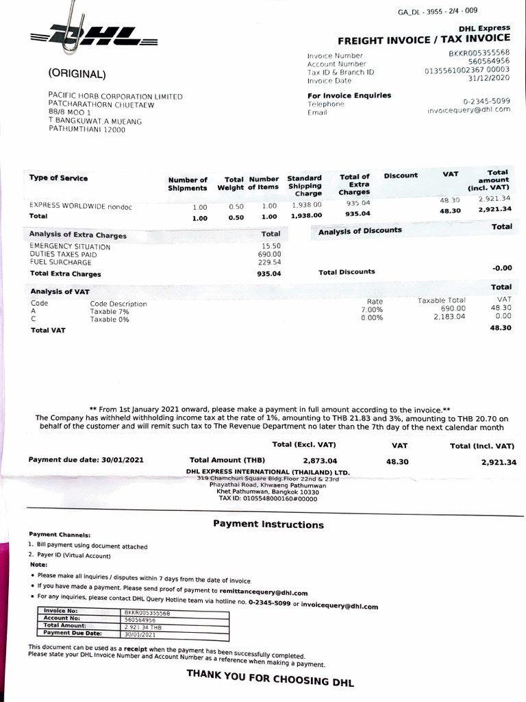 (Original) : Freight Invoice / Tax Invoice | PDF | Payments | Invoice