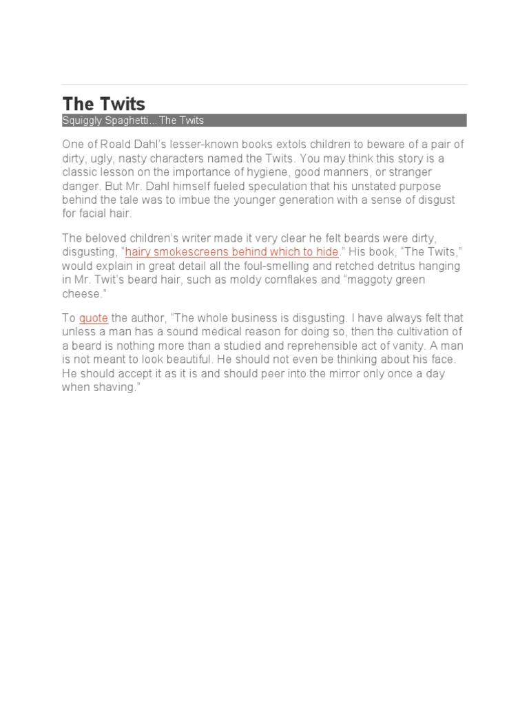 The Twits: Hairy Smokescreens Behind Which To Hide | PDF