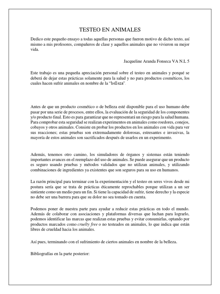 Testeo en Animales | PDF | Productos cosméticos | Vida