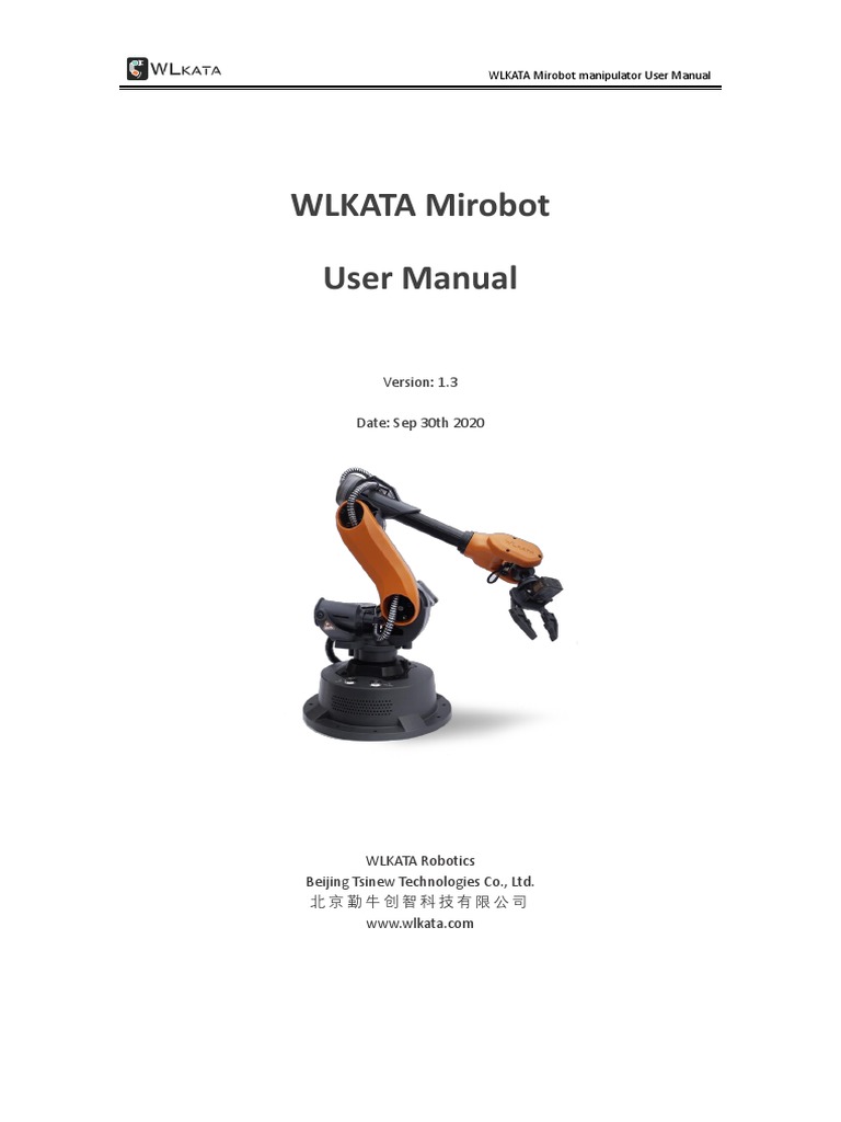 5f84def80221b7f230247980 - WLKATA Mirobot User Manual V1.3 | PDF | Device Driver | Electrical ...