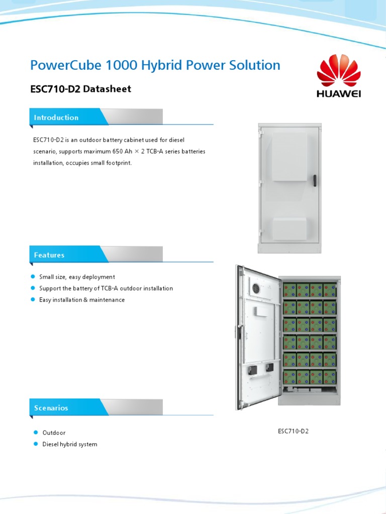 Powercube 1000 Hybrid Power Solution: Esc710-D2 Datasheet | PDF | Sustainable Technologies ...