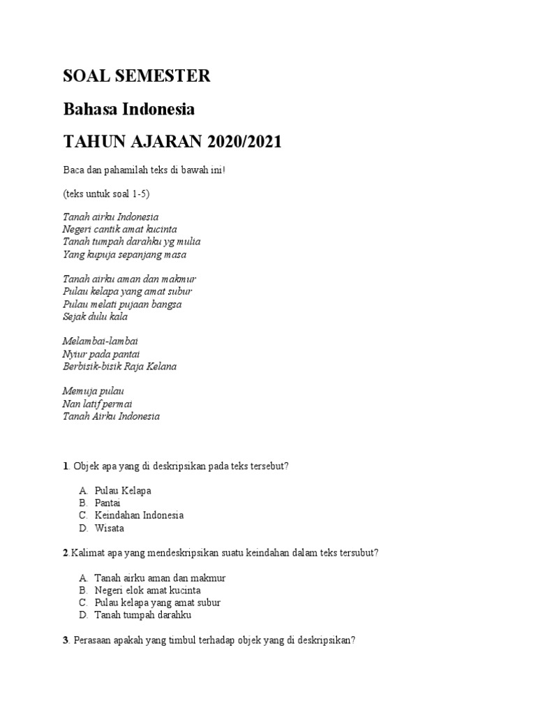 3 SOAL BAH INDO Kelas 7 | PDF
