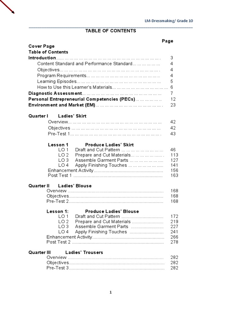 Grade 10 Dressmaking Curriculum Guide | PDF | Entrepreneurship | Seam ...