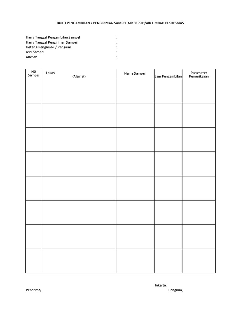 Form Pengambilan Sampel | PDF