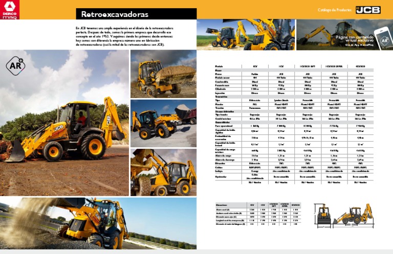 Ficha Retroexcavadoras JCB | PDF | Tracción en las cuatro ruedas | Turbocompresor