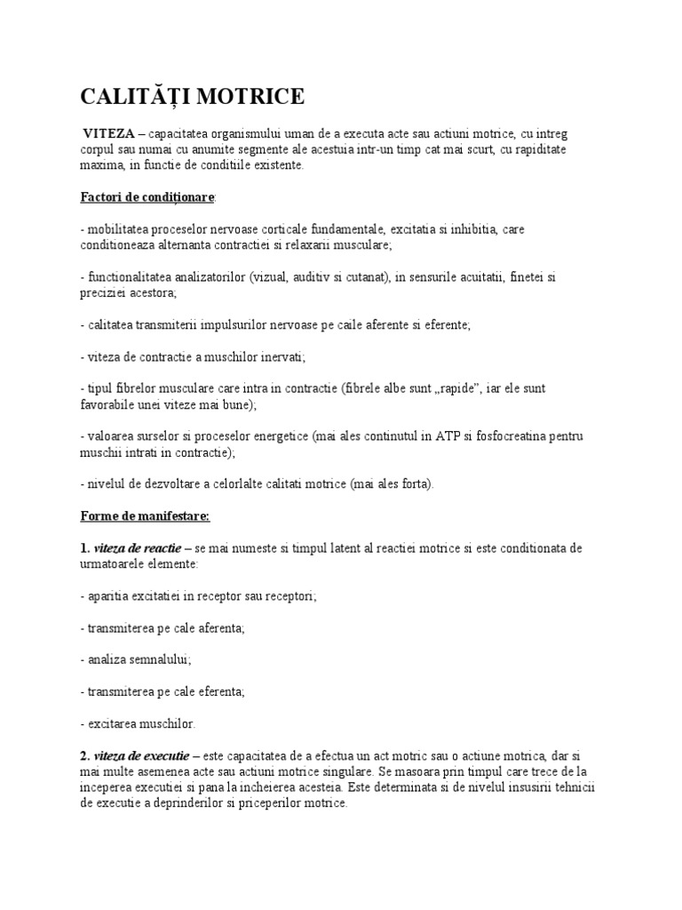 Calitati Motrice | PDF