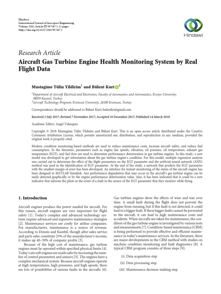 Aircraft Gas Turbine Engine Health Monitoring Syst | PDF | Regression ...