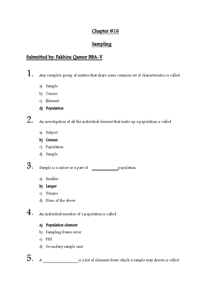Chapter #16 Sampling Submitted By: Fakhira Qamer BBA-V | Descargar ... Chapter #16 Sampling Submitted By: Fakhira Qamer BBA-V | Descargar ...