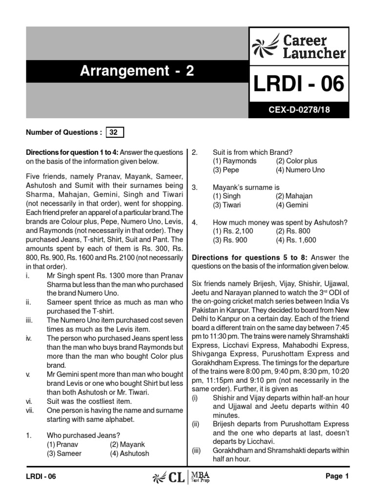 LRDI-06 Arrangement 2 With Solutions | PDF