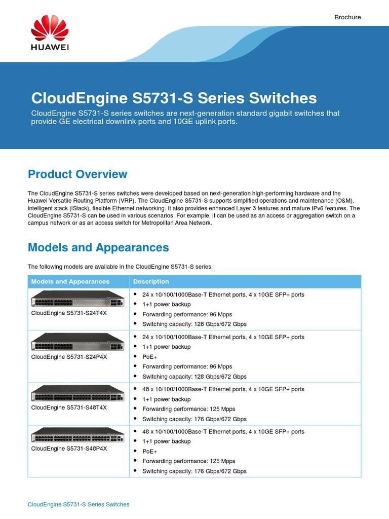 Huawei CloudEngine S5731-S Series Switches Brochure | PDF