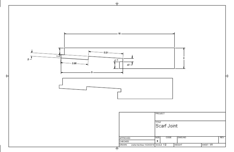 Scarf Joint Diagram and Template | PDF