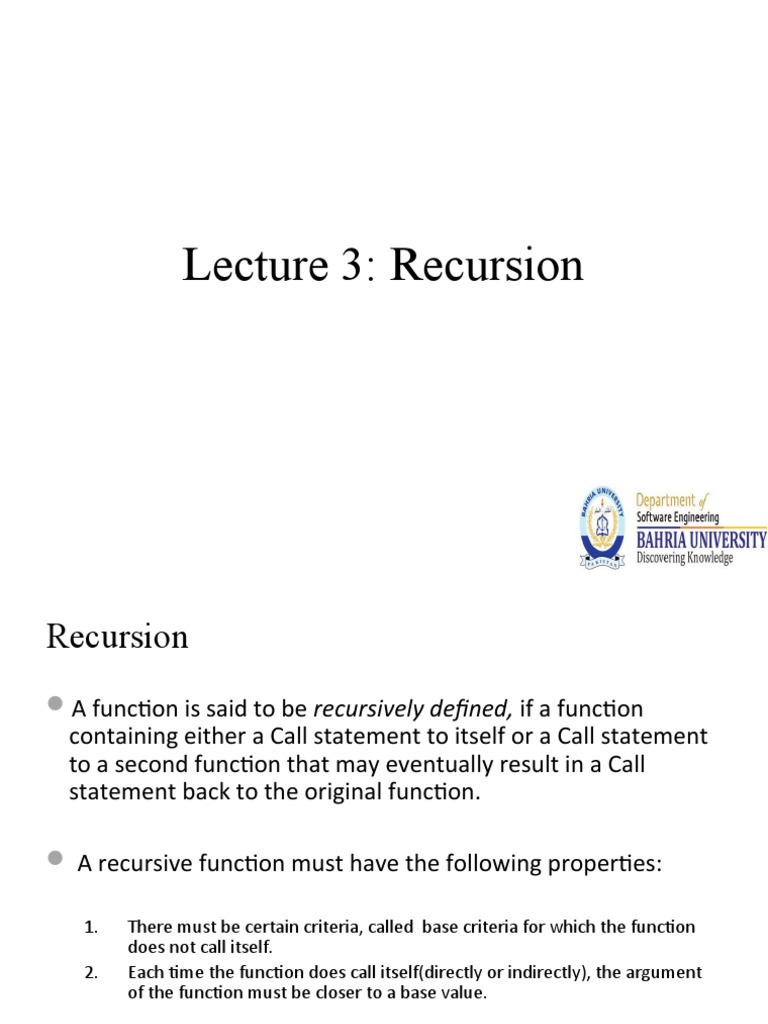 Lec 05-Recursion | PDF | Function (Mathematics) | Array Data Structure