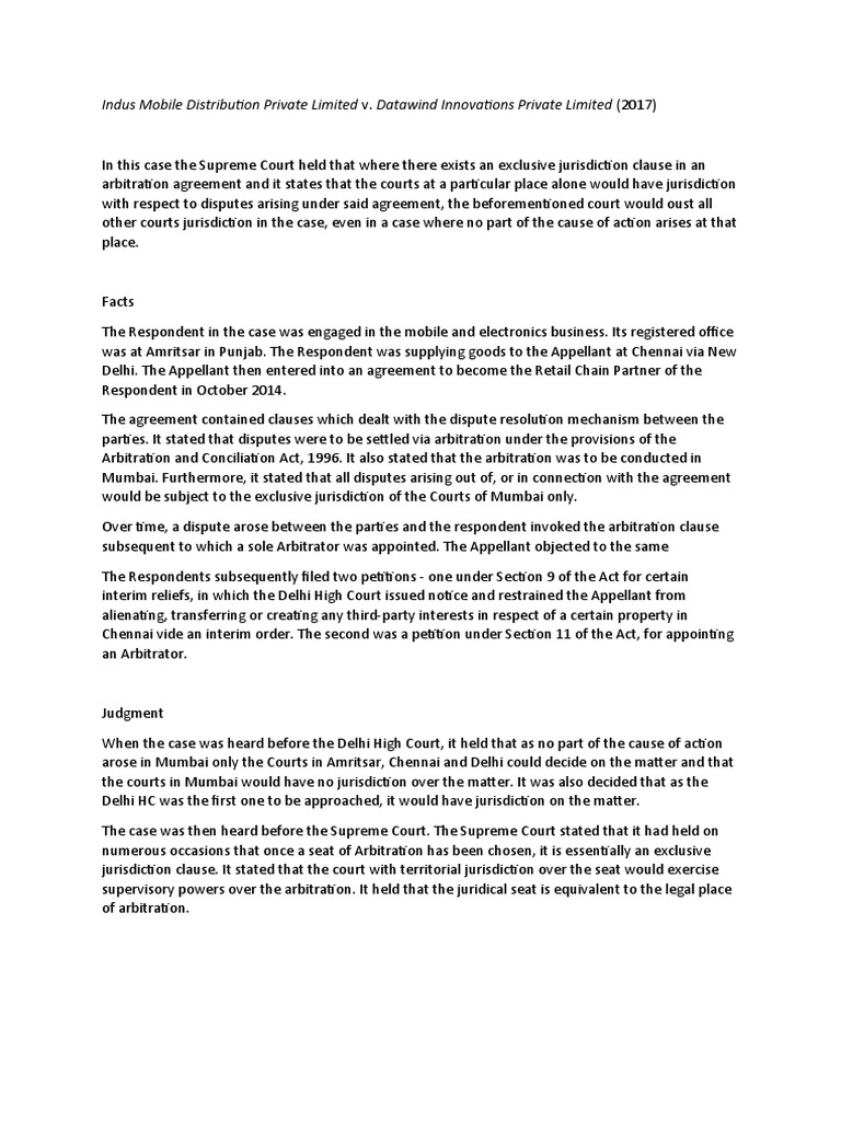 Indus Mobile Distribution Private Limited v. Datawind Innovations ...