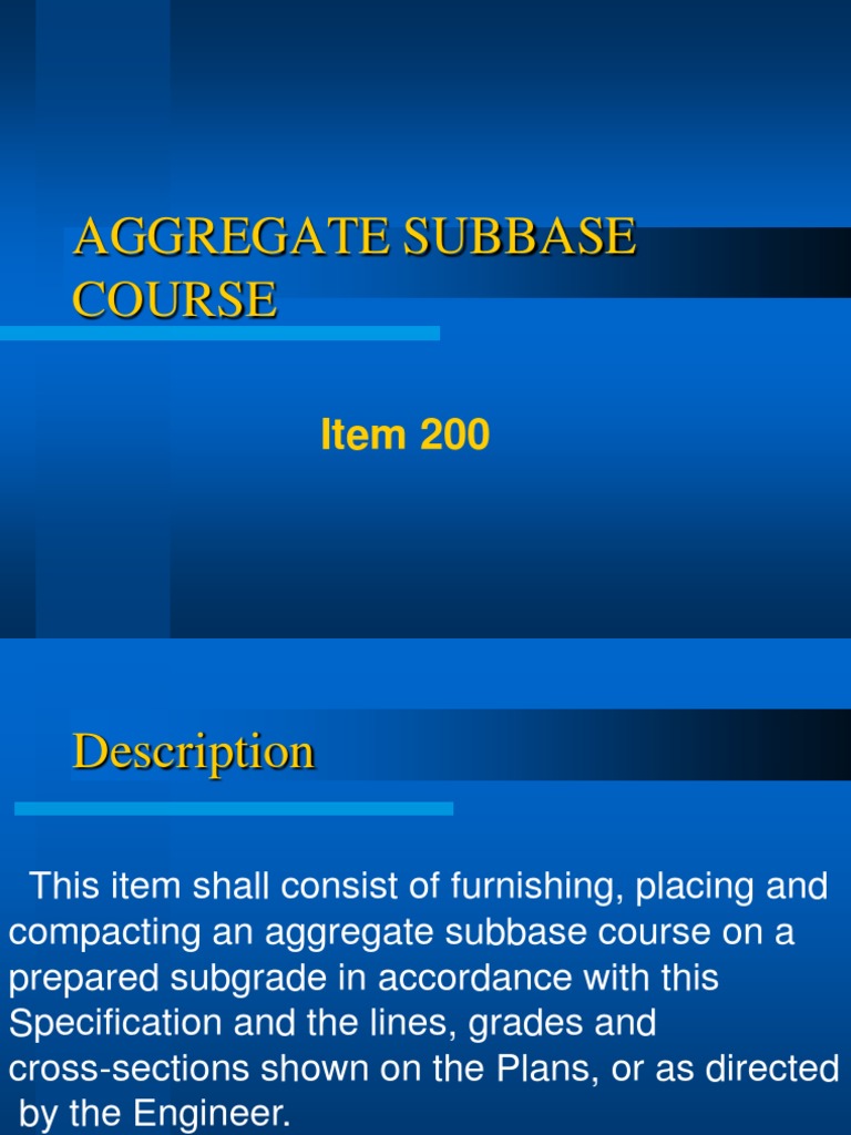 Item 200 AGGREGATE SUBBASE COURSE | PDF | Construction Aggregate | Density