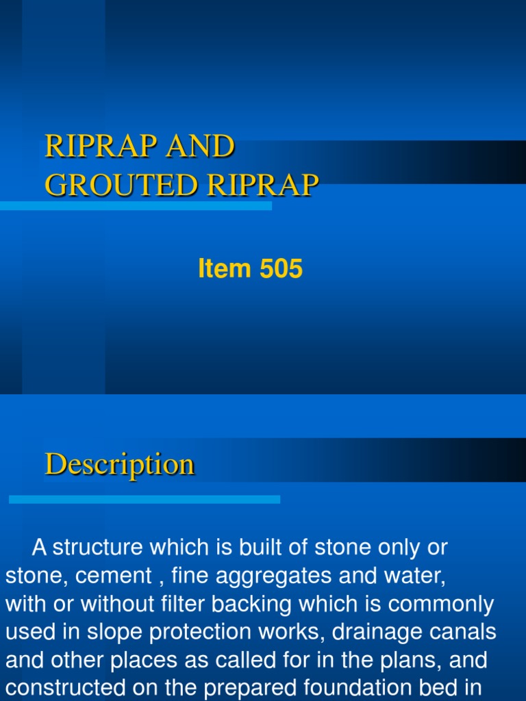 Item 505 Riprap and Grouted Riprap | PDF | Mortar (Masonry) | Concrete