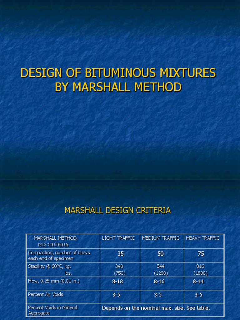 Lecture Design of Bituminous Mixtures by Marshall Method | PDF ...