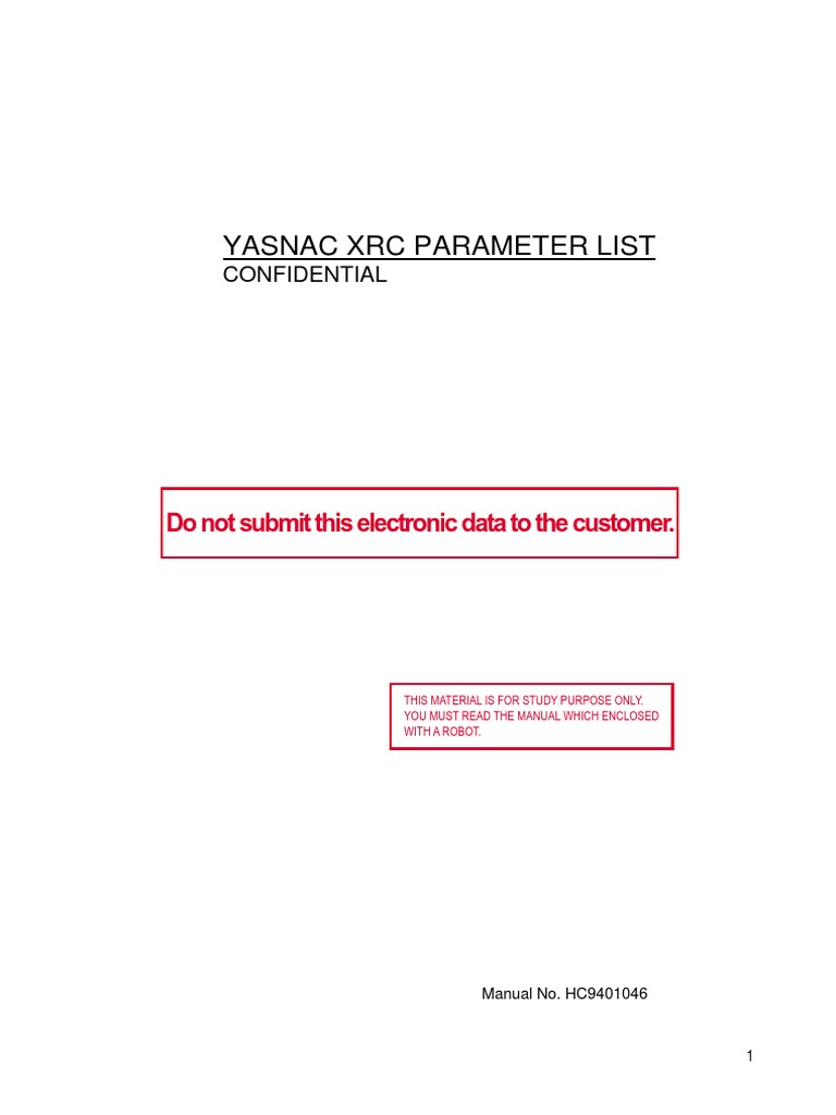 Yasnac XRC Parameter List: Do Not Submit This Electronic Data To The ...