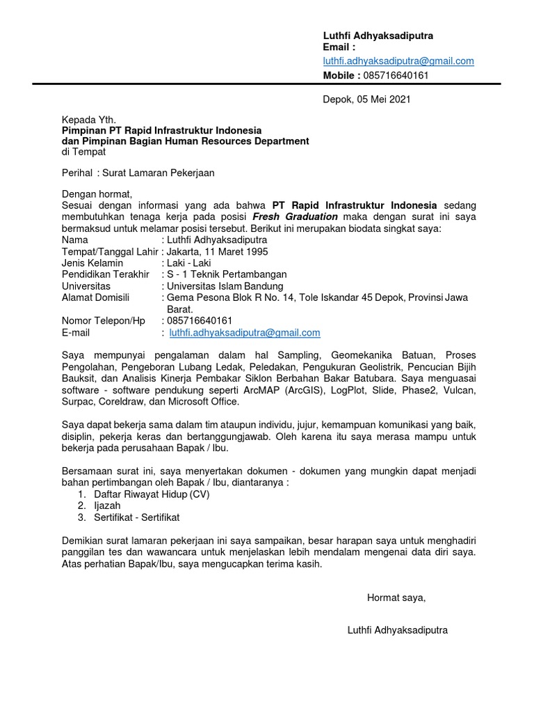 CV Luthfi Adhyaksadiputra (PT Rapid Infrastruktur Indonesia) | PDF