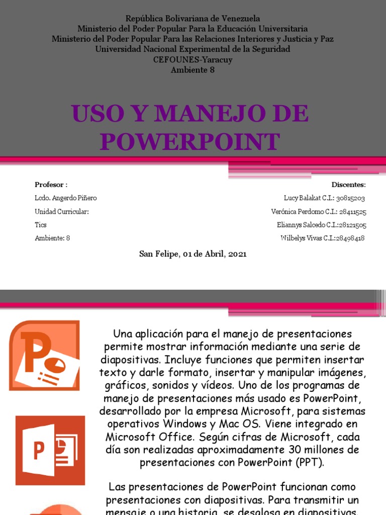 Uso Y Manejo de PowerPoint | PDF | Microsoft PowerPoint | Microsoft