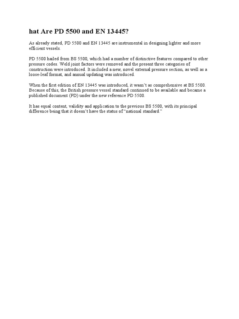 Hat Are PD 5500 and en 13445 | PDF | Home & Garden